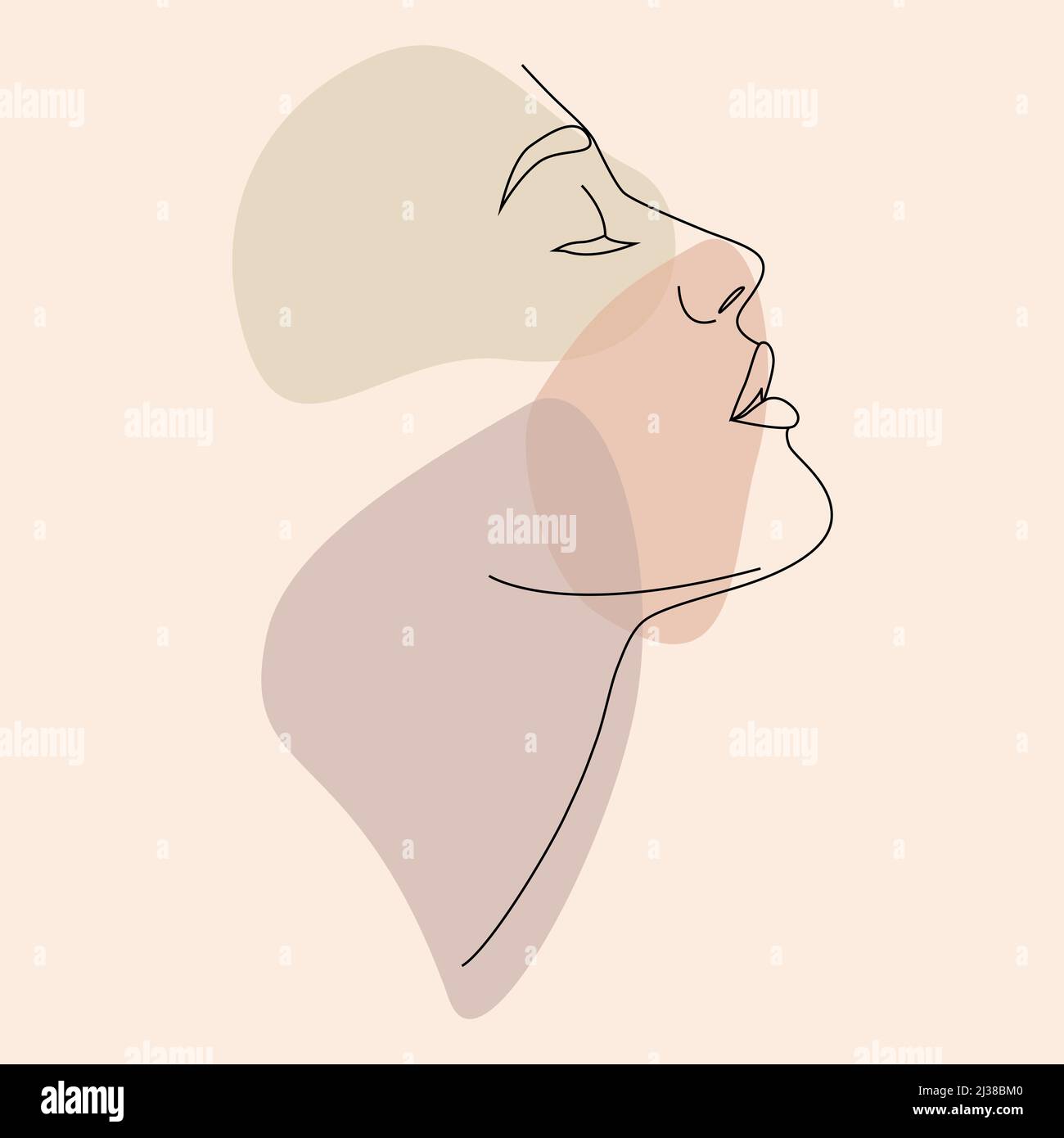 Portrait. A woman's face and colored spots. A continuous line of a ...