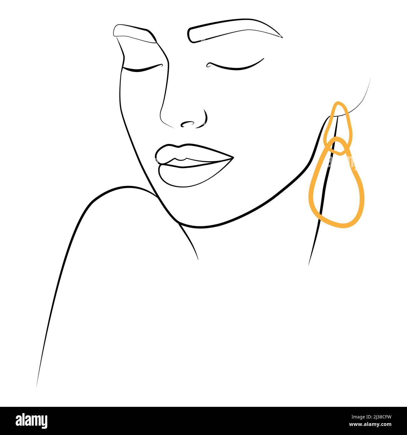 Woman. Portrait. Abstract drawing of a single line. Beauty woman ...