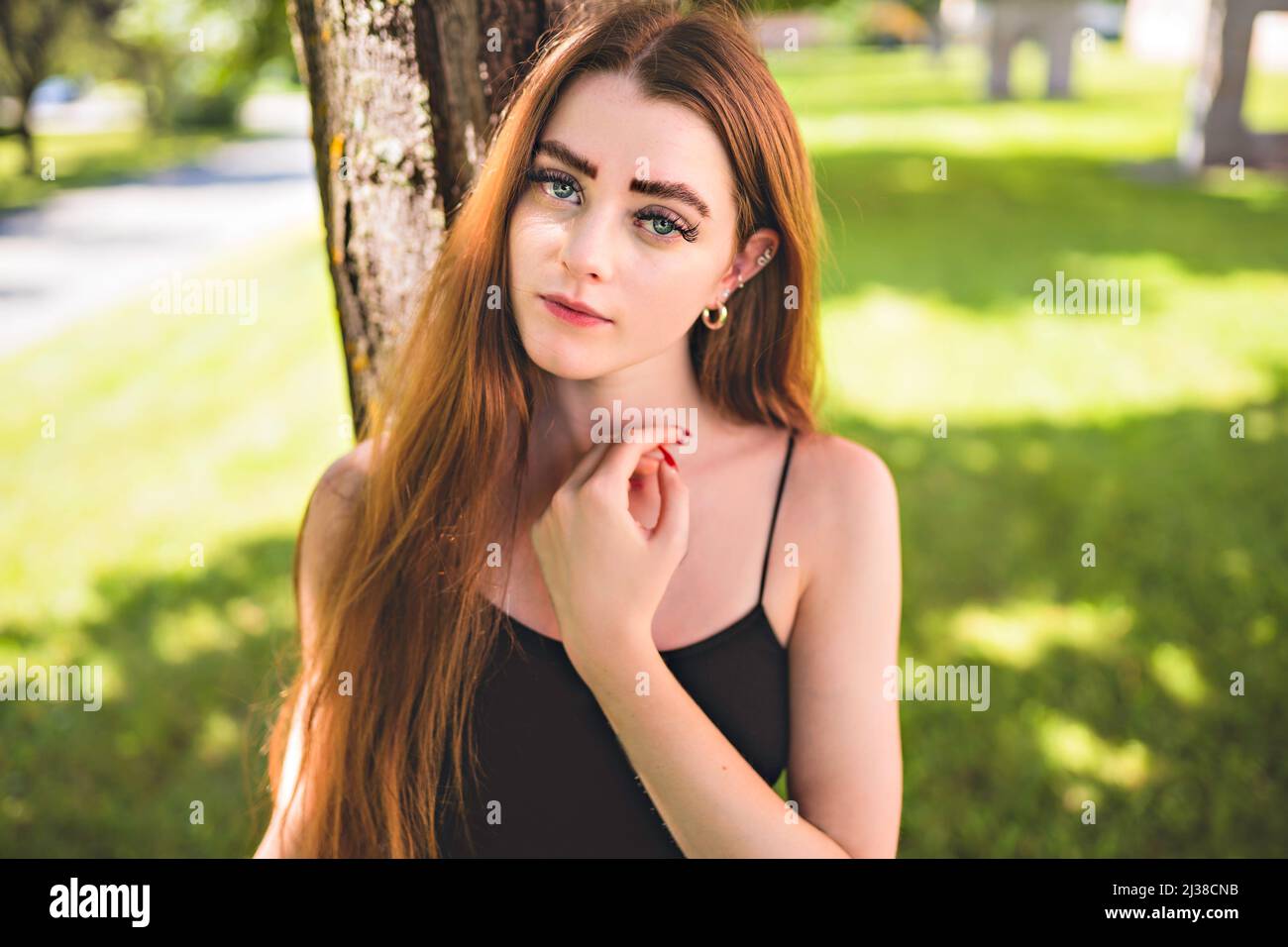 Nice and cool teen girl standing portrait Stock Photo - Alamy