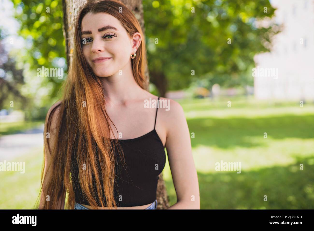 Nice and cool teen girl standing portrait Stock Photo - Alamy