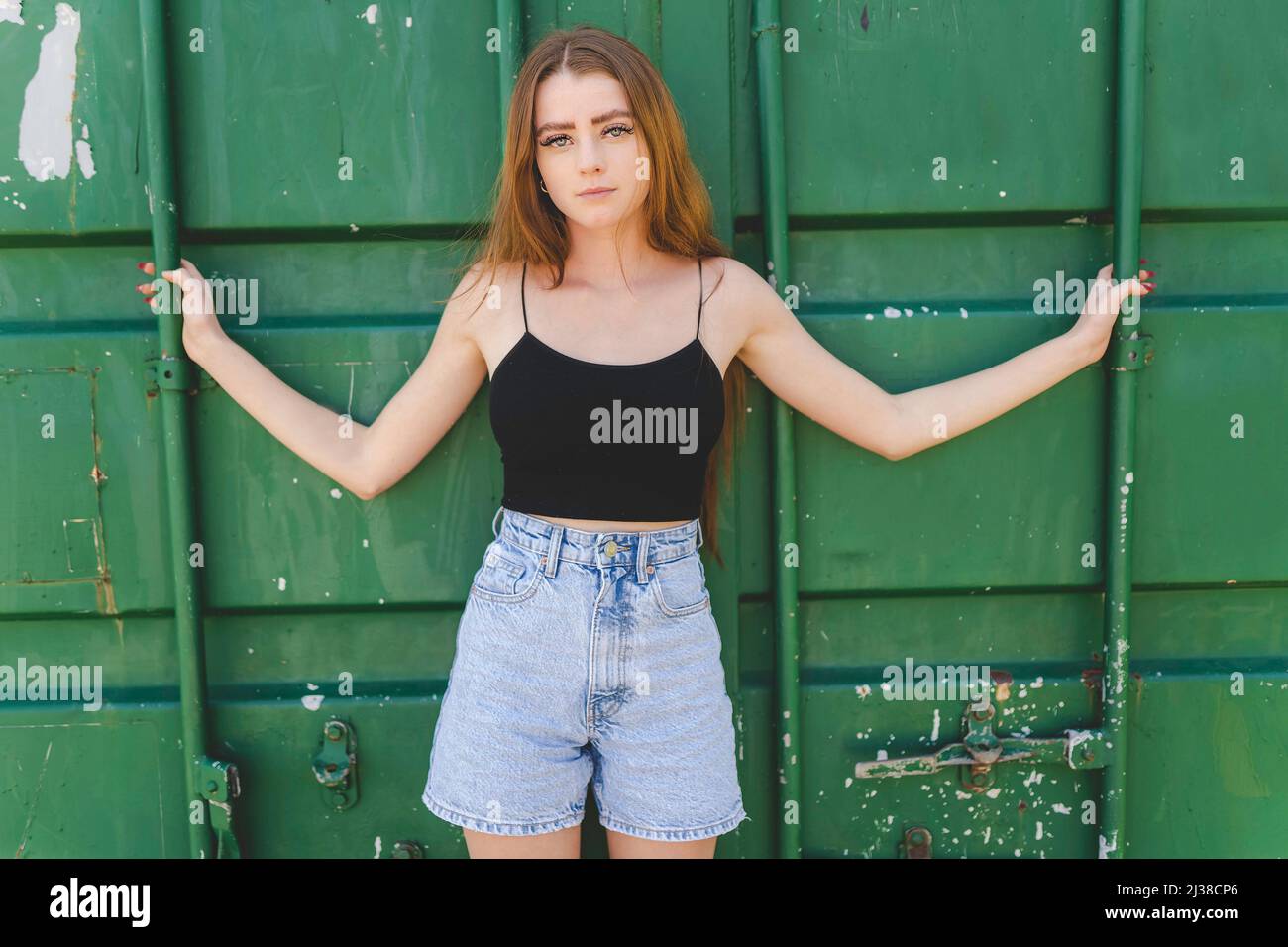 Nice and cool teen girl standing portrait Stock Photo - Alamy