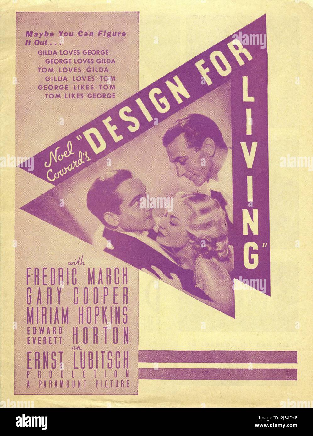 GARY COOPER MIRIAM HOPKINS and FREDRIC MARCH in DESIGN FOR LIVING 1933 ...