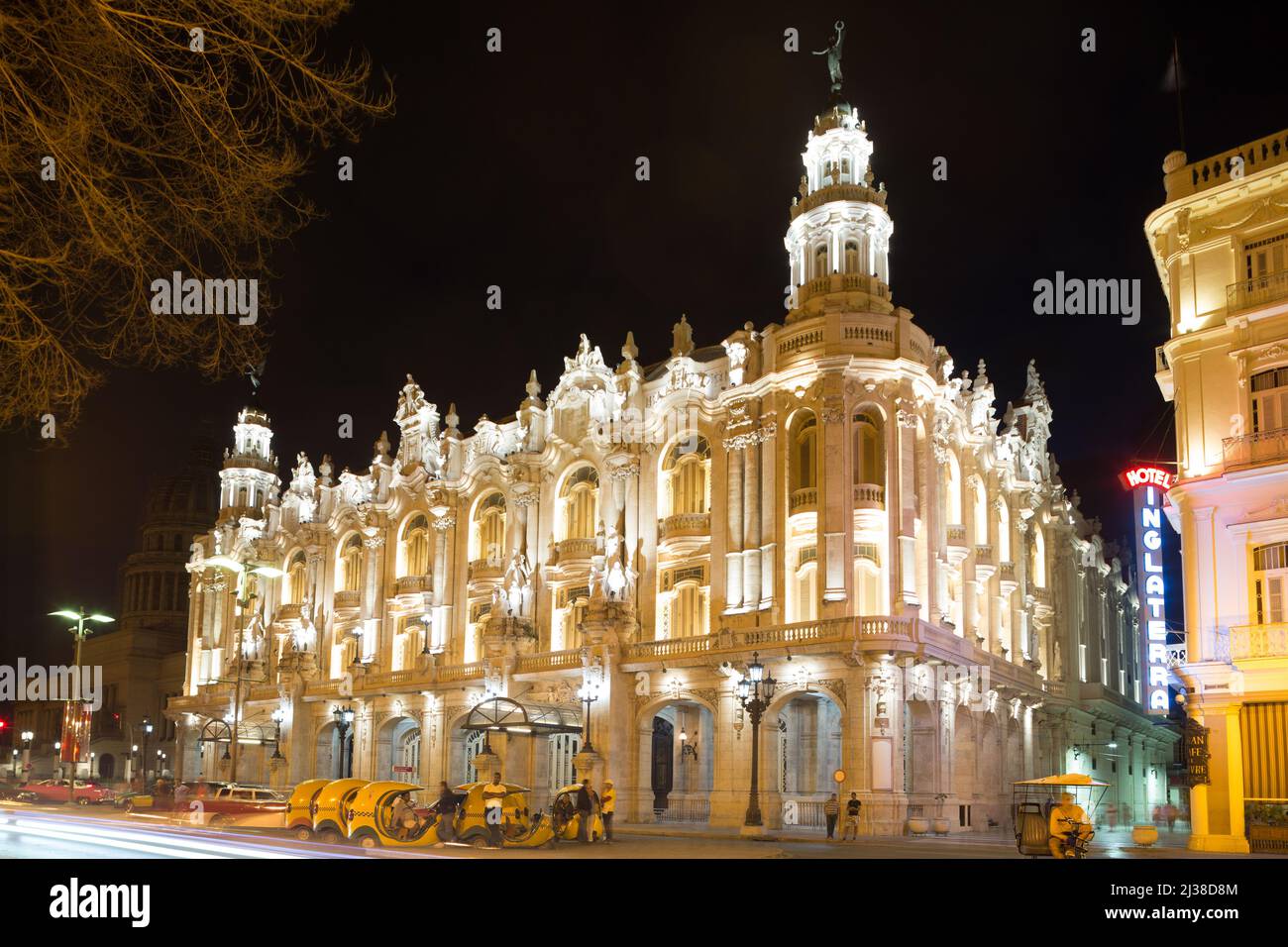 Havana, Cuba, Gran Teatro de La Habana at night. This theater is home ...