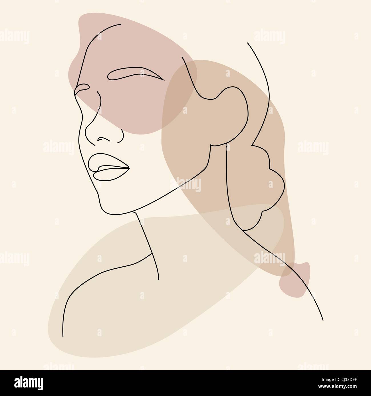 A woman's face in an artistic style with one line. Continuous portrait ...