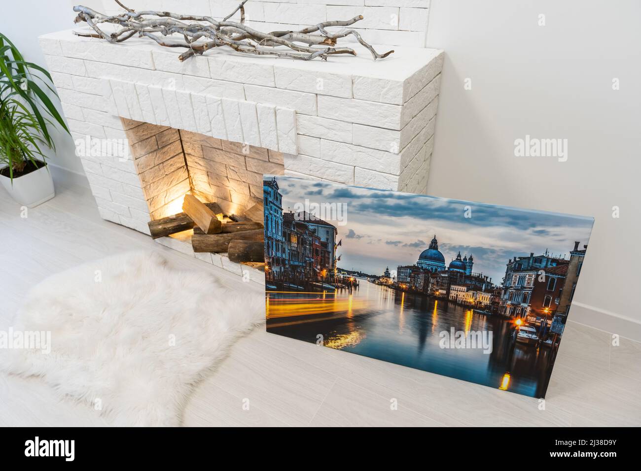 Modern living room interior with canvas Stock Photo - Alamy