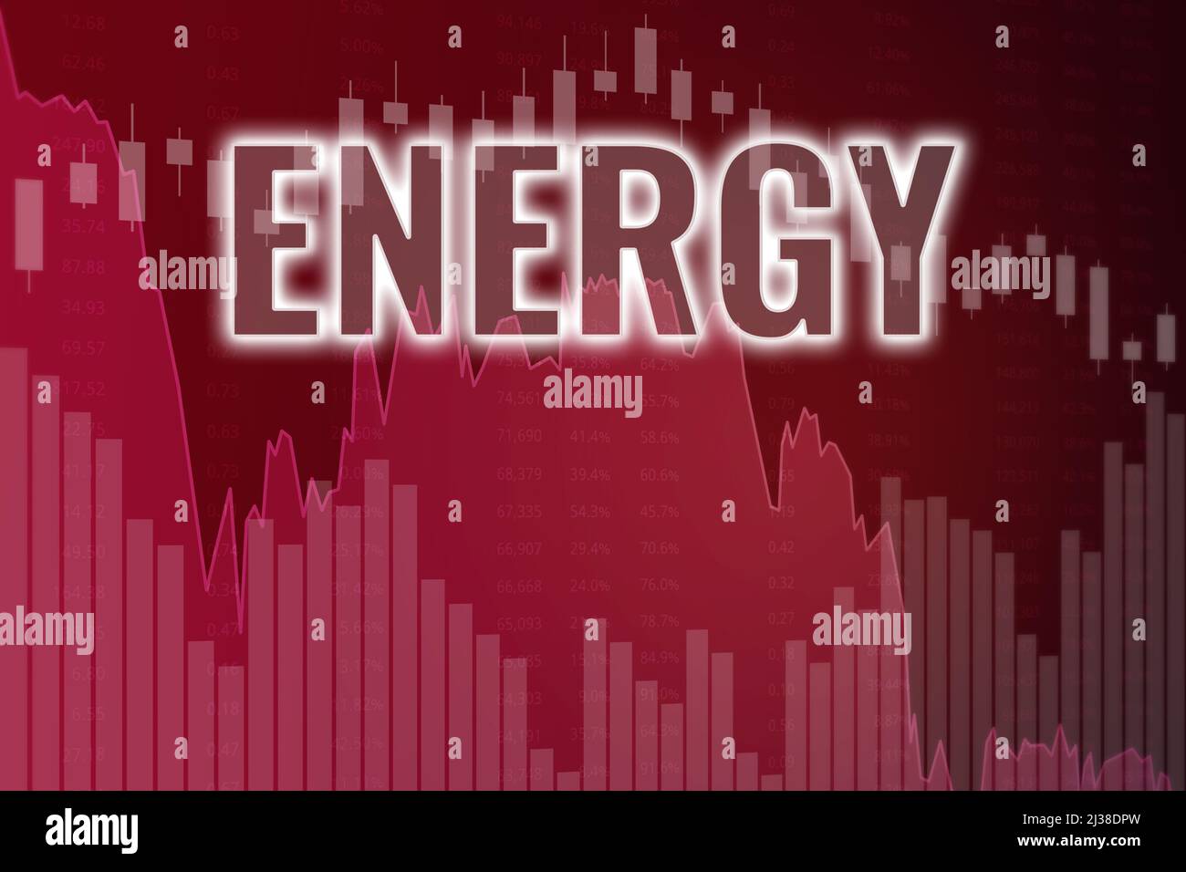 Stock market sector Energy on red finance background with numbers and ...