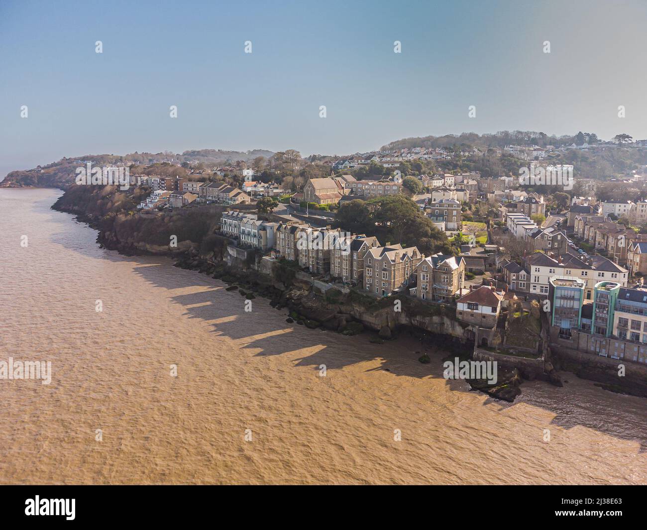 Aerial view of Victorian buildings on Clevedon waterfront, Clevedon ...