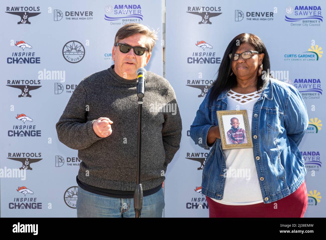 Denver, Colorado - David Works (left) and Sharletta Evans speak at a ...