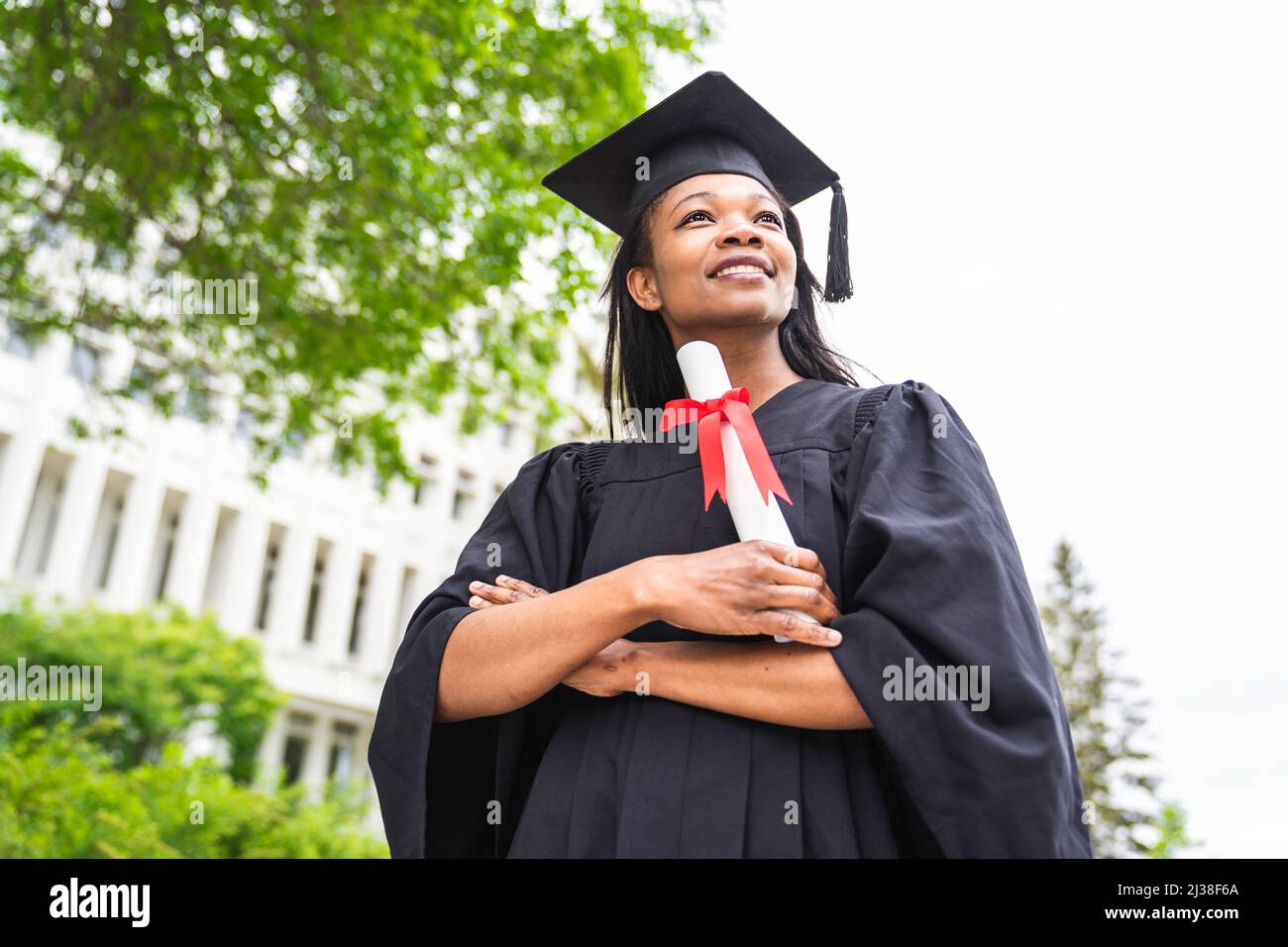 happy afro american university graduates at graduation ceremony Stock ...