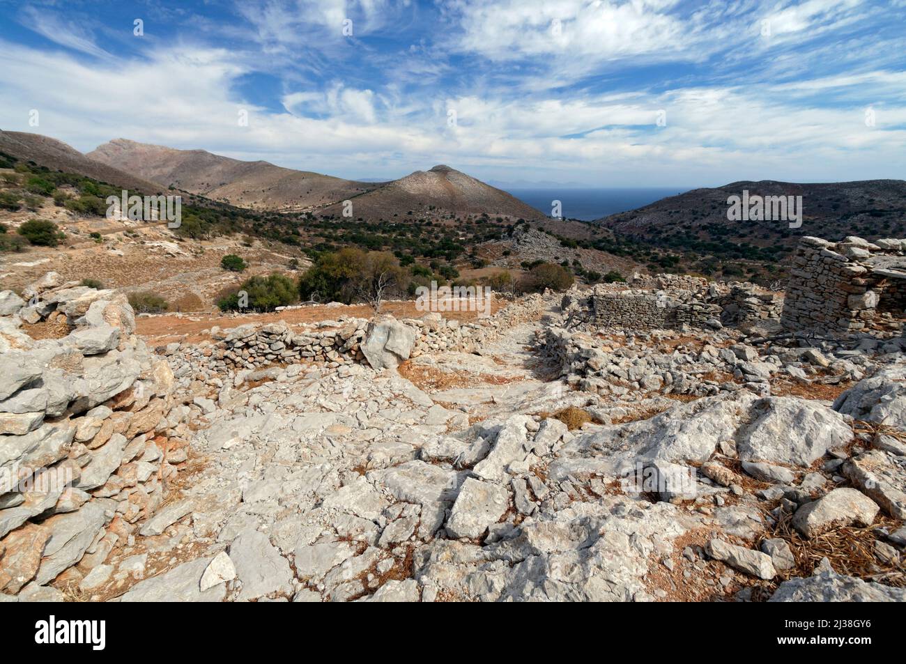 The abandoned village of Mikro Horio, Tilos, Dodecanese islands ...