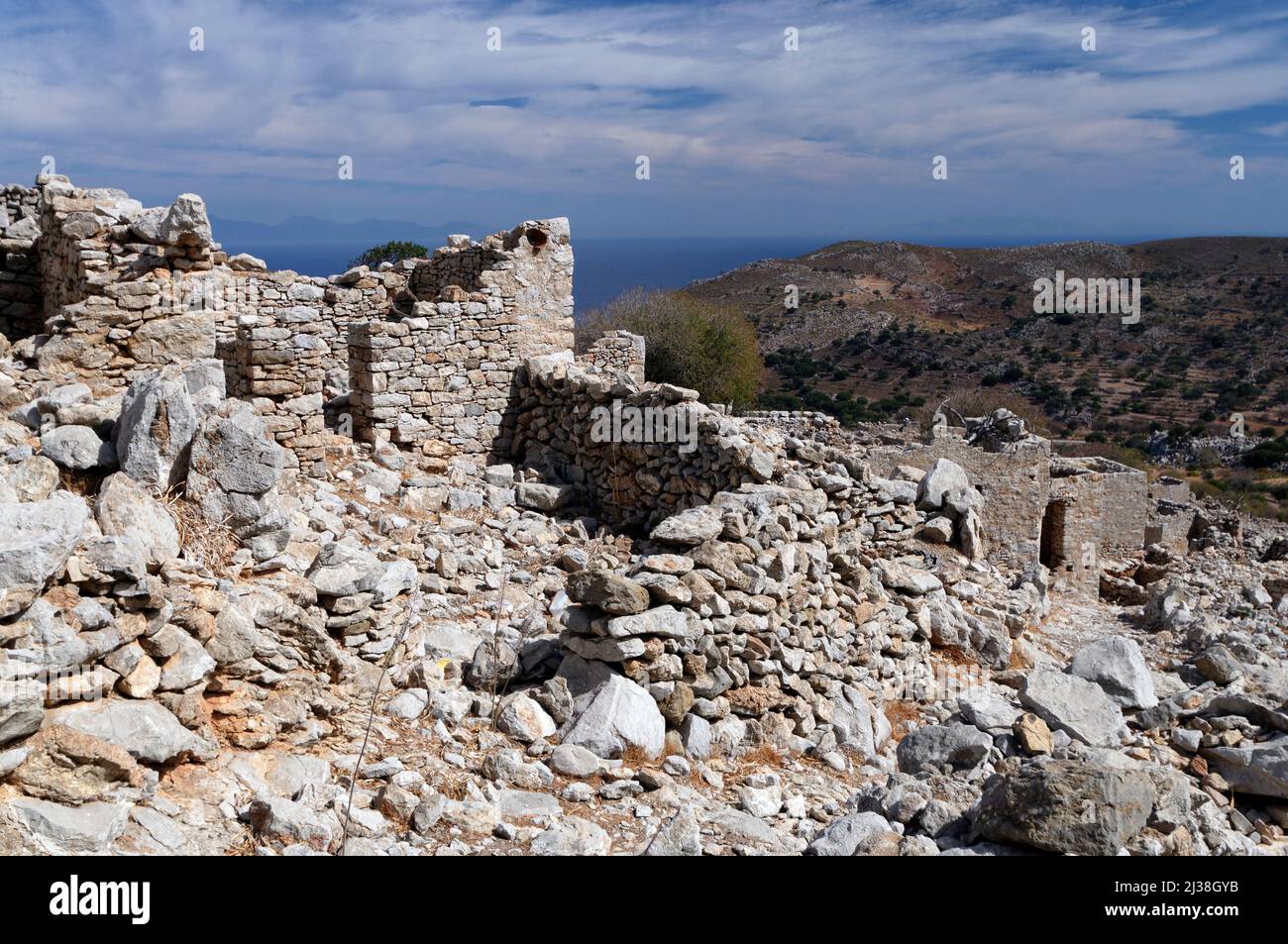 The abandoned village of Mikro Horio, Tilos, Dodecanese islands ...