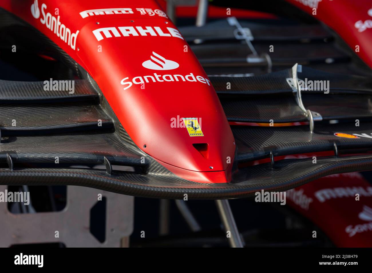 Melbourne, Australia. 06th Apr, 2022. Nose cones of the Ferrari F1 Team ...
