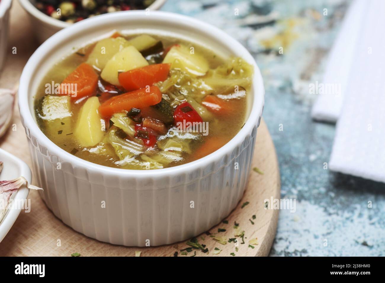 Portion of vegetable soup. Homemade dinner. Lunch time Stock Photo - Alamy
