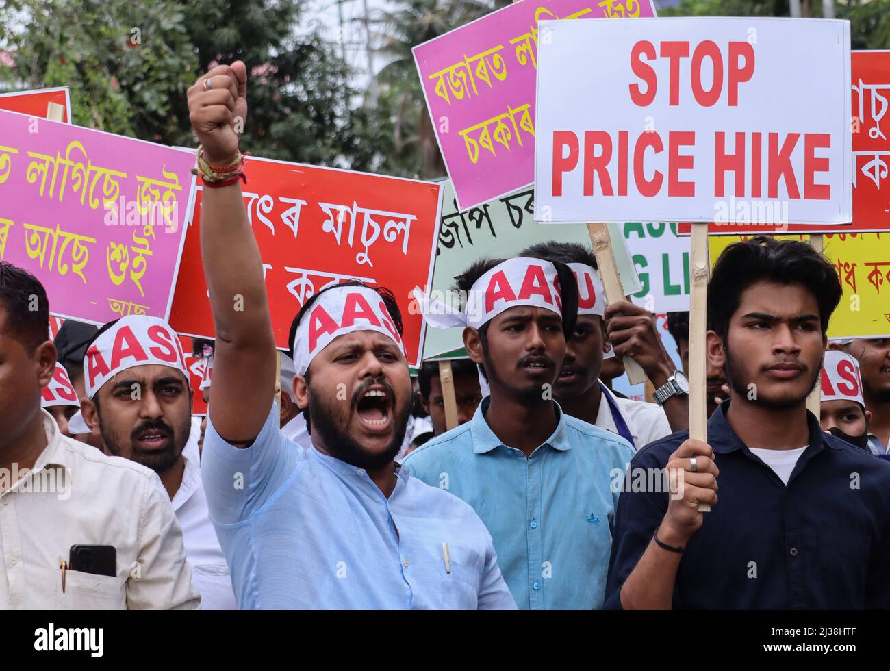 April 6, 2022, Guwahati, India: Activists of All Guwahati Students ...