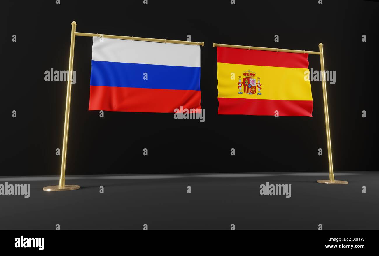 Russia and Spain flags. Russia flag and Spain flag. Russia and Spain ...