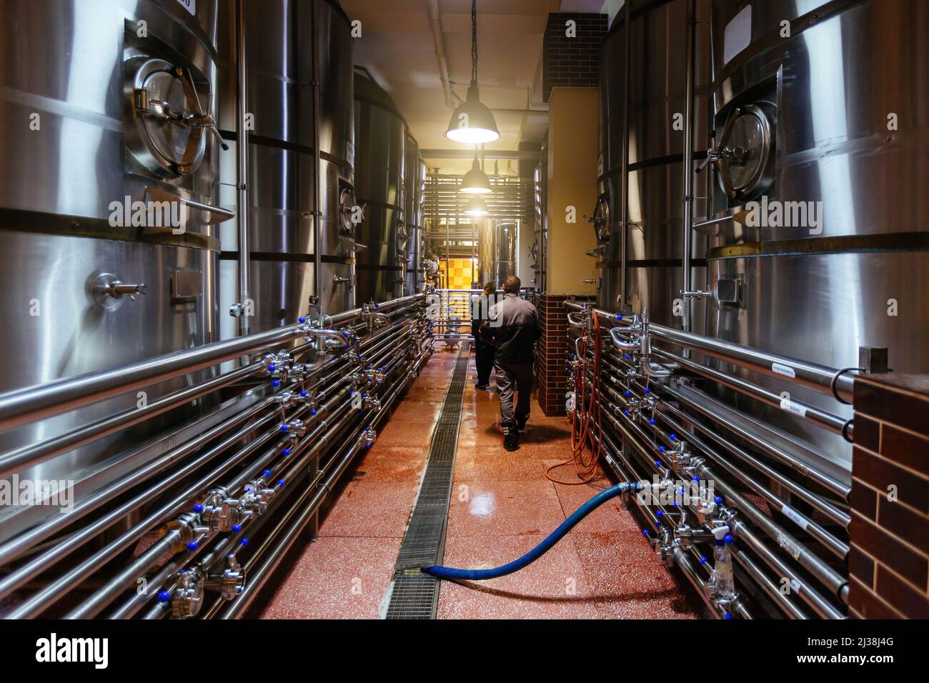 Craft beer production line in modern brewery Stock Photo - Alamy