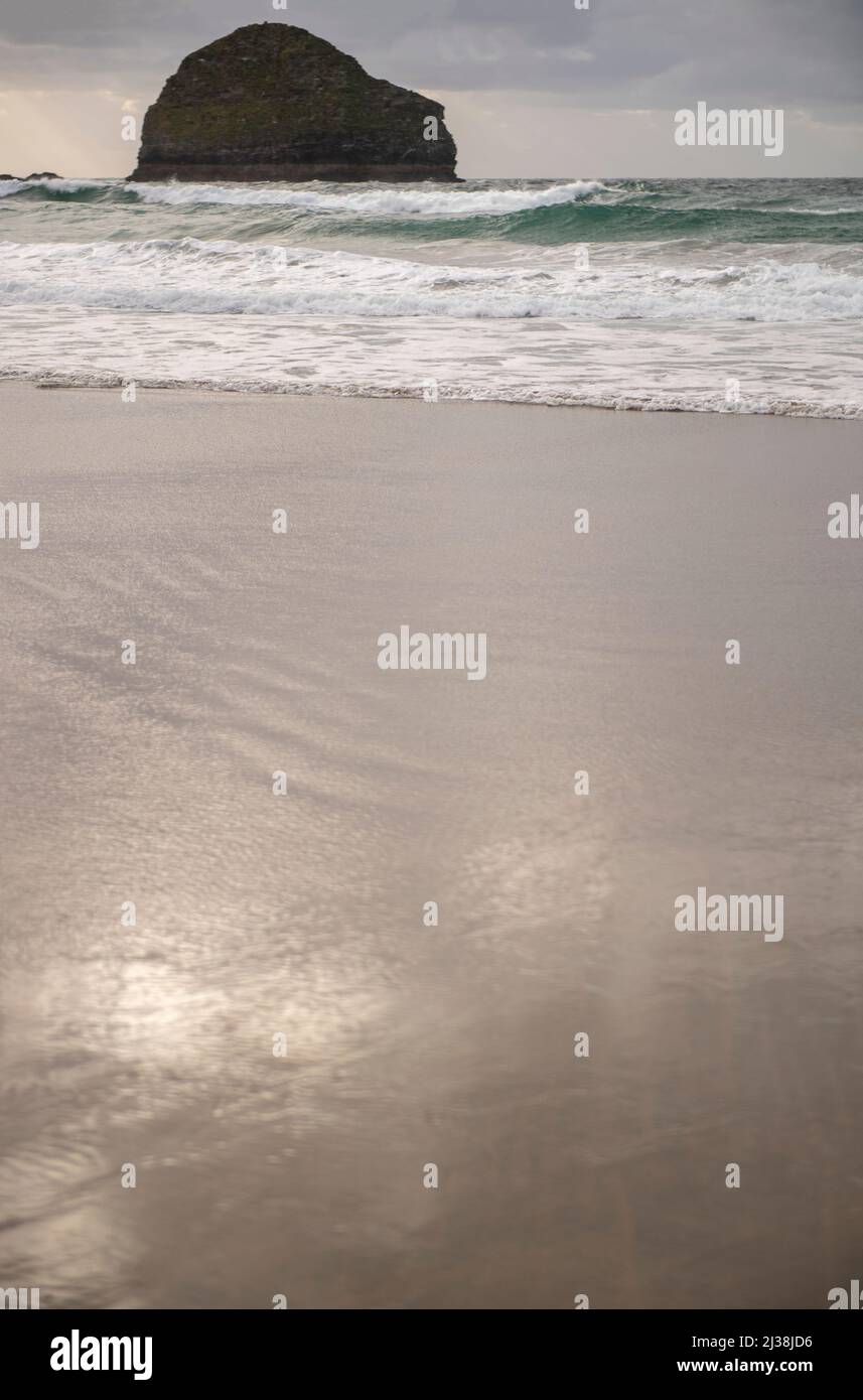 Sandy beach at Trebarwith Strand in Cornwall, England, UK Stock Photo ...