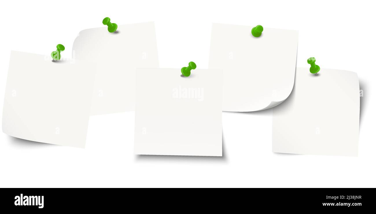 eps vector illustration with business little sticky notes in a row with ...