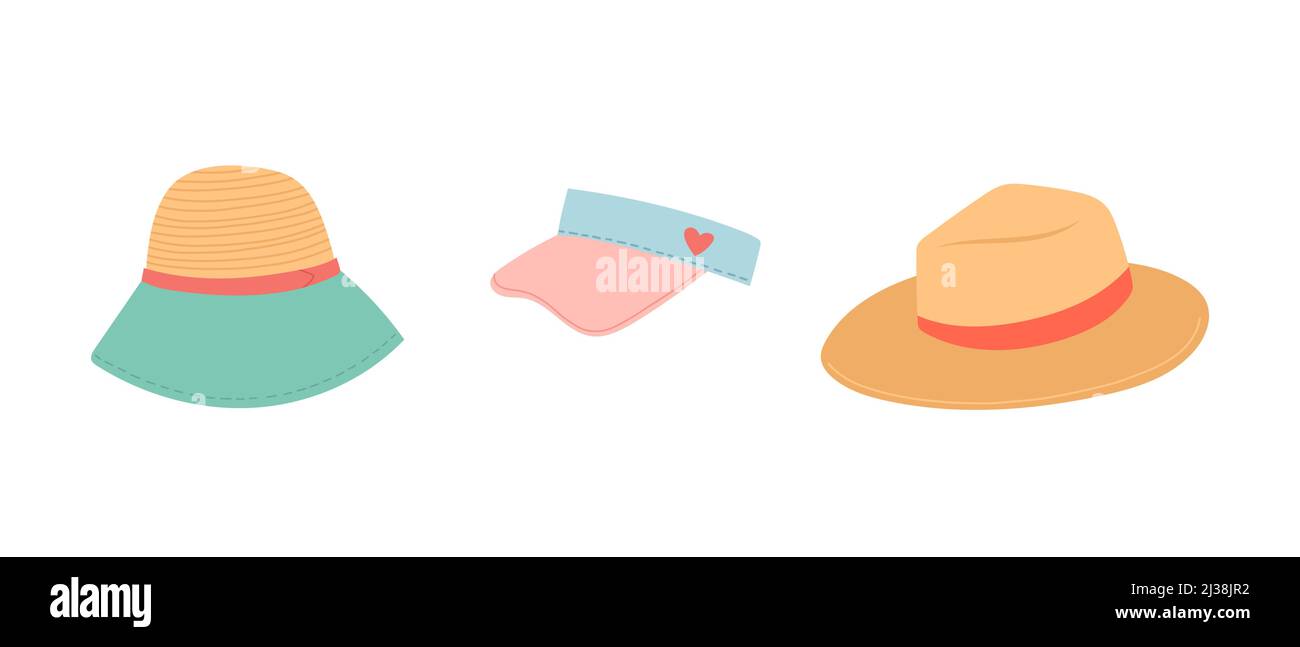 Summer set of hats, flat design, vector Stock Vector Image & Art - Alamy