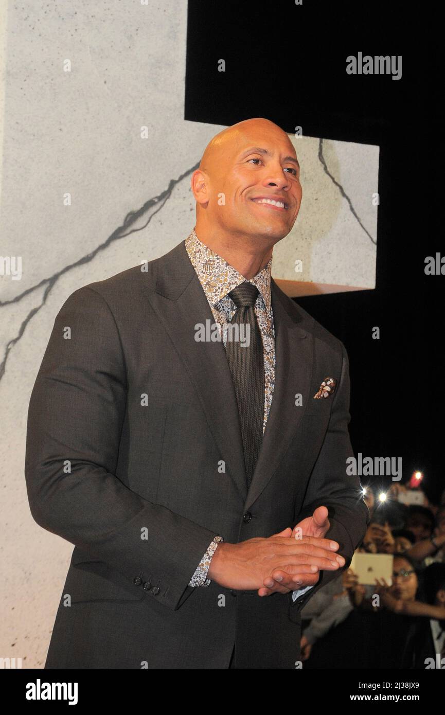 American Actor, Dwayne Johnson 'The Rock' poses for photos during the ...