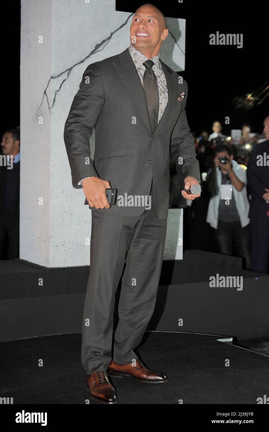 American Actor, Dwayne Johnson 'The Rock' poses for photos during the ...