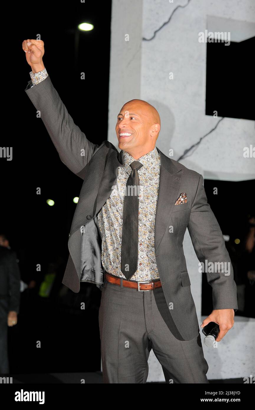 American Actor, Dwayne Johnson 'The Rock' poses for photos during the ...