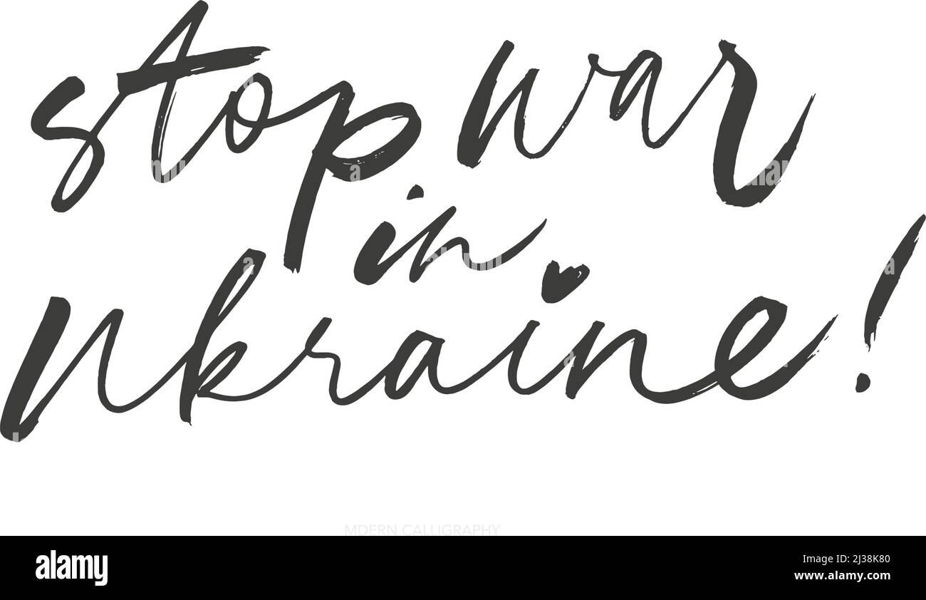 Stop war in Ukraine vector brush calligraphy Stock Vector Image & Art ...