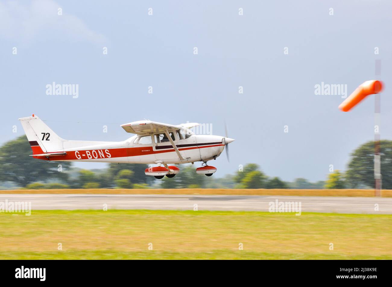 Cessna 172 Skyhawk light plane G-BONS taking off for Royal Aero Club ...