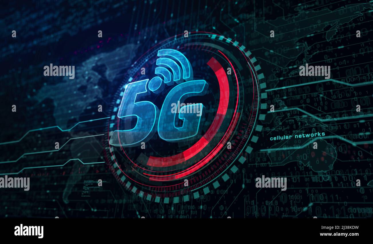 5G high-speed mobile phone communication and iot network symbol digital ...