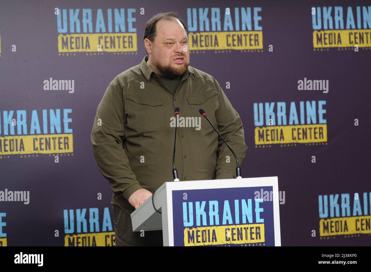 Lviv, Ukraine. 06th Apr, 2022. Ruslan Stefanchuk speaker of Ukrainian ...