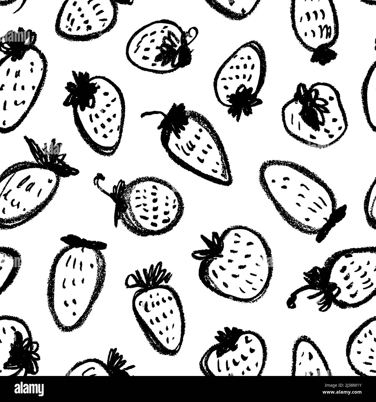 Hand drawn black brush strawberry seamless pattern Stock Vector Image ...