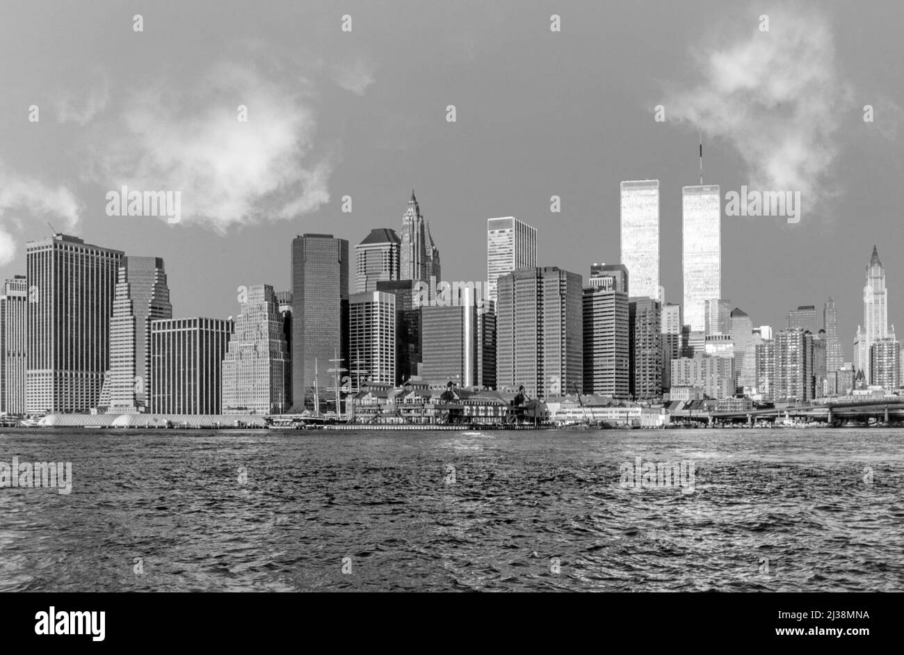 New York, USA - September29, 1996: view to Lower mahattan and World ...