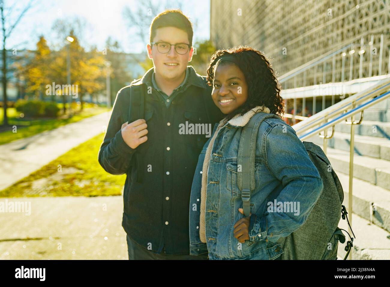 Couple of students at the university having good time Stock Photo - Alamy