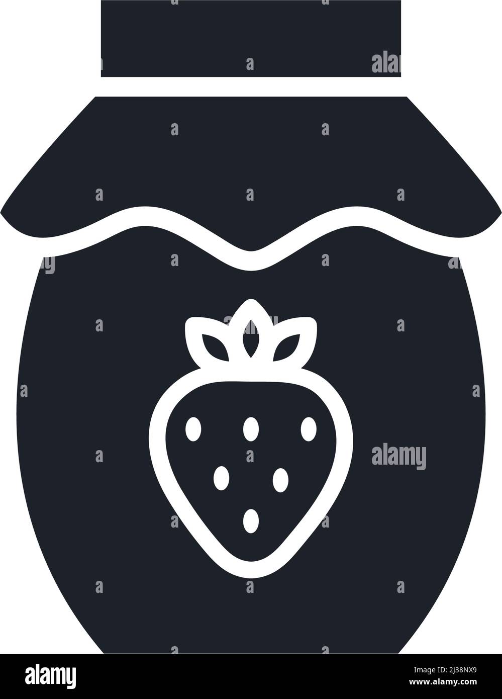 Strawberry jam icon. Jar of jam isolated vector silhouettes. Sweet ...