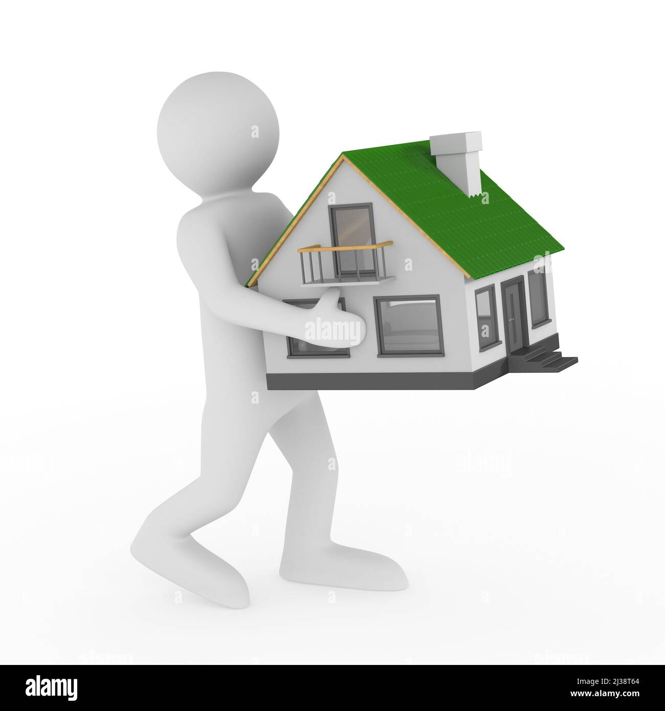 man with house on white background. Isolated 3D illustration Stock ...