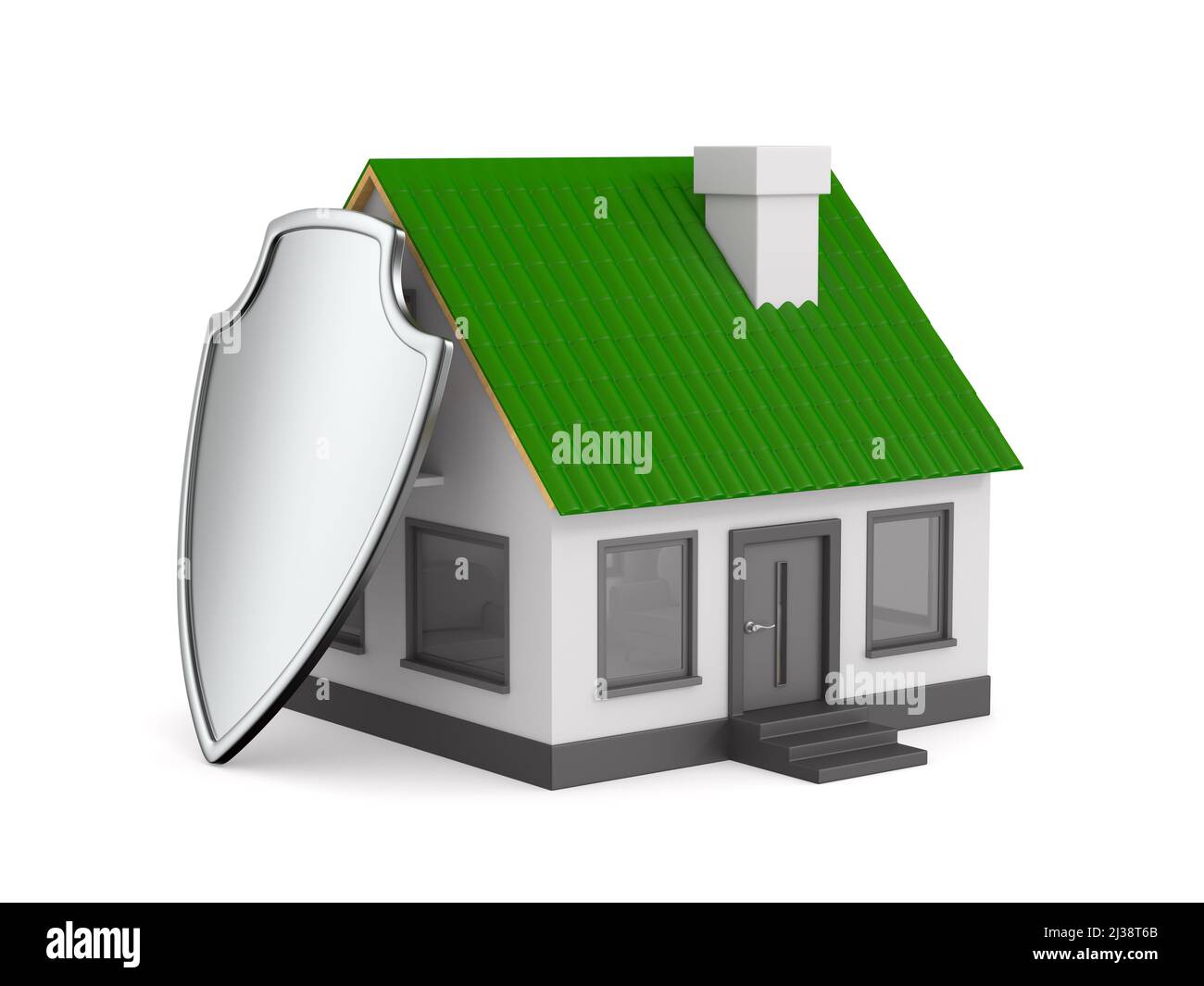 house and shield on white background. Isolated 3d illustration Stock ...