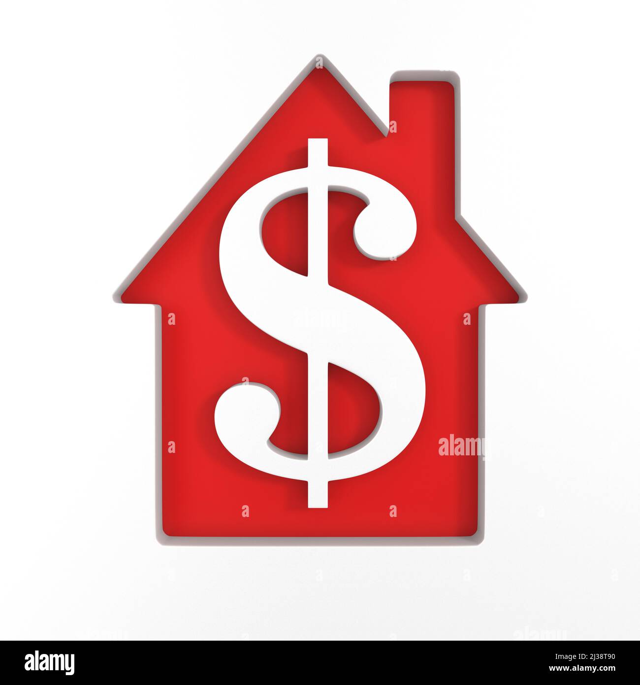 red house and symbol dollar on white background. Isolated 3d ...