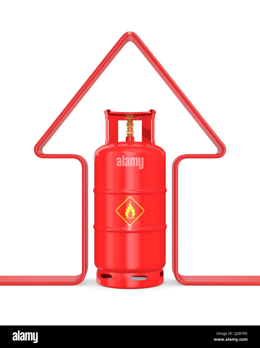 gas cylinder and arrow on white background. Isolated 3D illustration ...