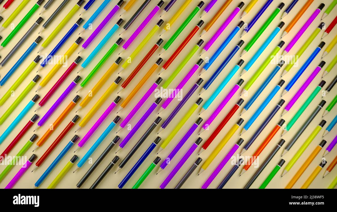 A colorful pencils placed next to each other at an angle Stock Photo ...