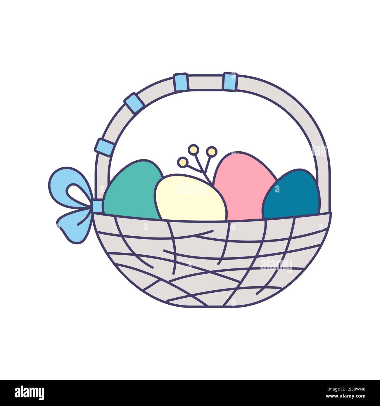 Vector illustration of cartoon Easter basket on white background Stock ...