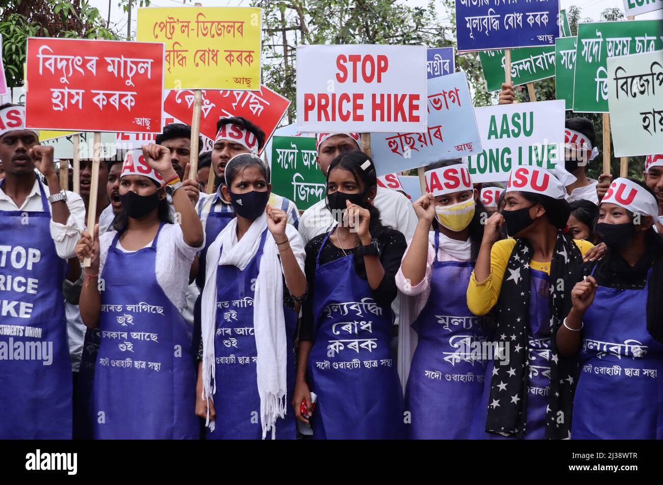 April 6, 2022, Guwahati, India: Activists of All Guwahati Students ...