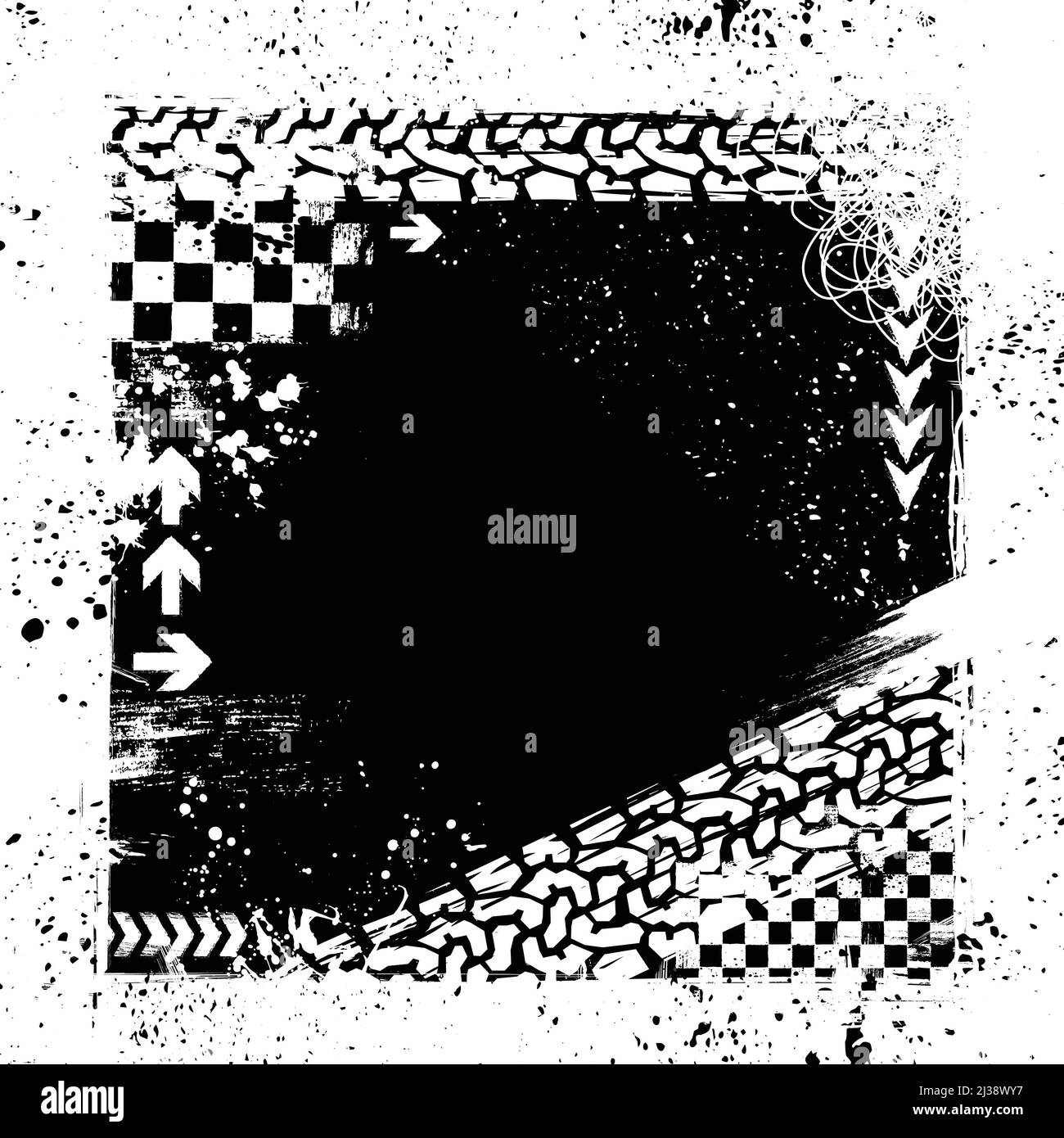Grunge black tire track race frame Stock Vector Image & Art - Alamy