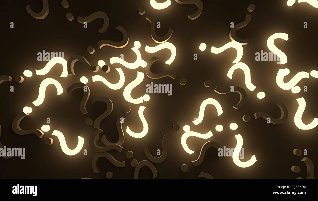 An illustration design of lighted and dark question marks on isolated ...