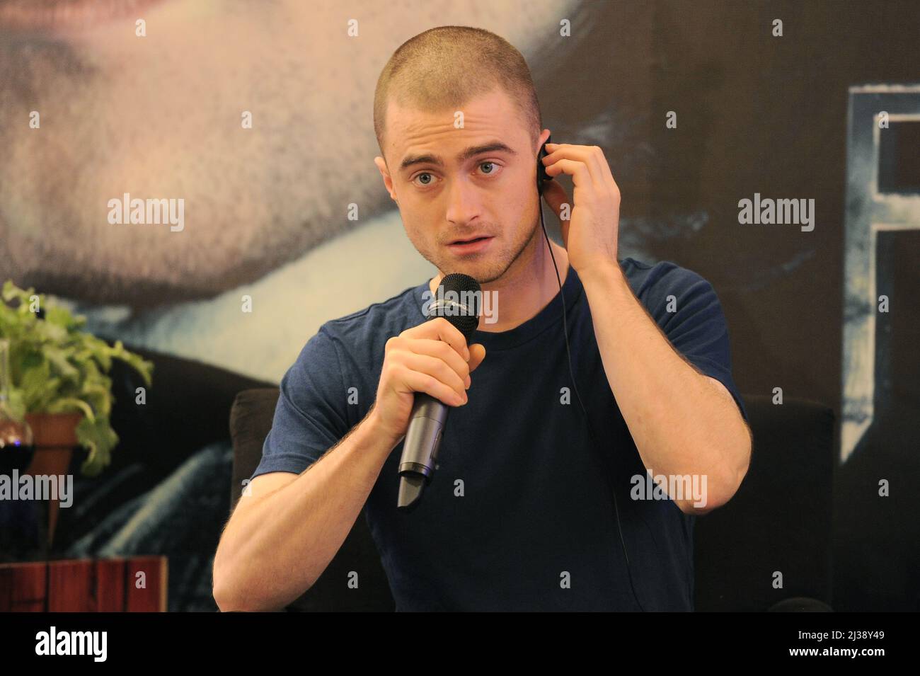 Actor Daniel Radcliffe speaks during Victor Frankenstein film press ...