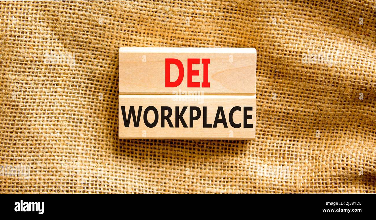 DEI diversity equity inclusion workplace symbol. Blocks with words DEI ...