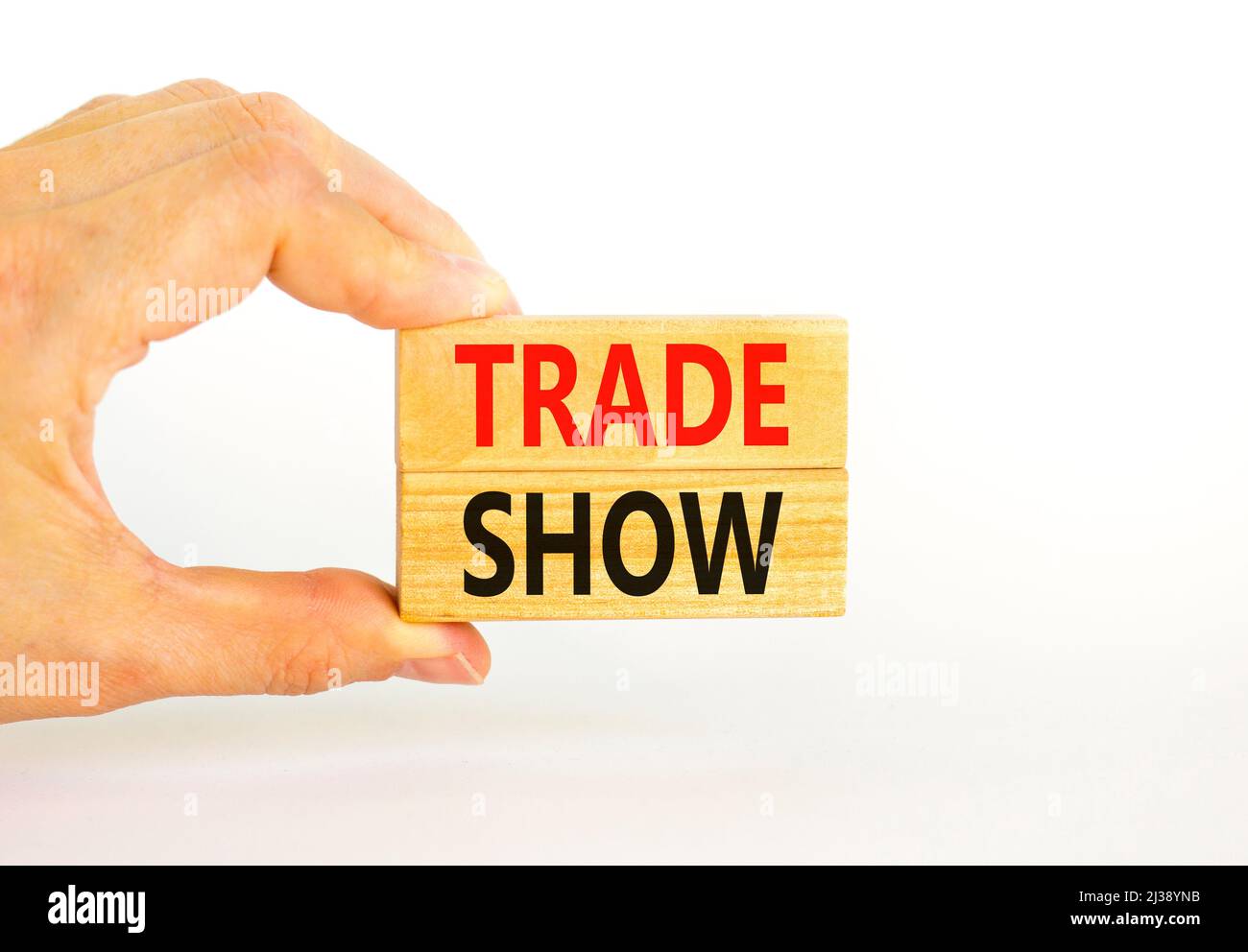 Trade show symbol. Wooden blocks with concept words Trade show on ...