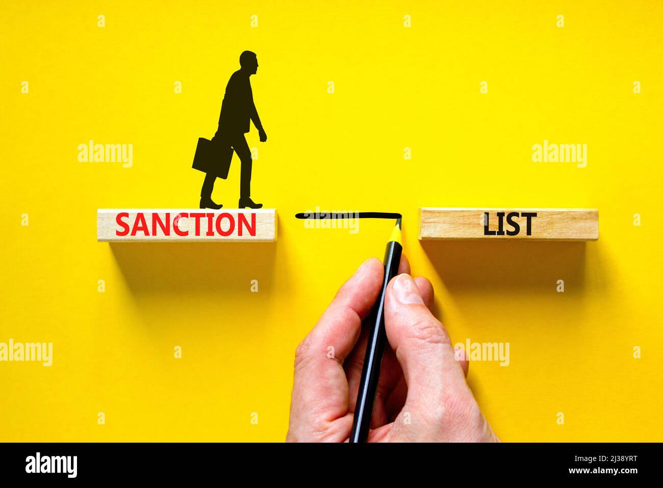 Sanction list symbol. Wooden blocks with concept words Sanction list on ...