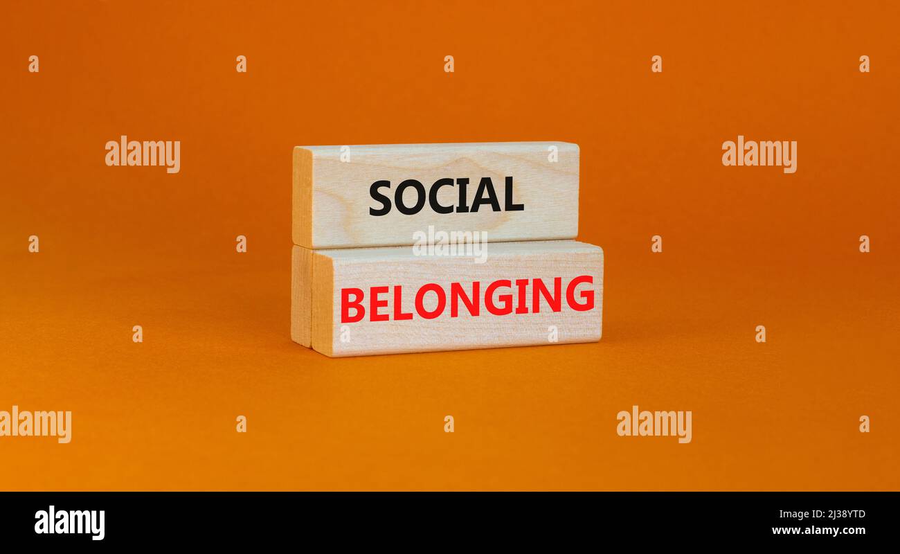 Social belonging symbol. Wooden blocks with concept words Social ...
