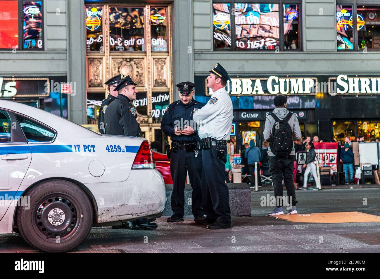 NEW YORK, USA - OCT 25, 2015: police pays attention at times square by ...