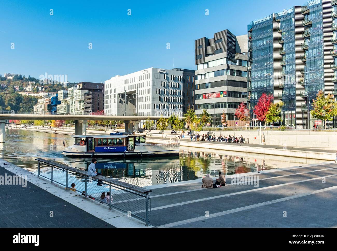 LYON, FRANCE - NOV 1, 2016: famous Confluence District with people in ...